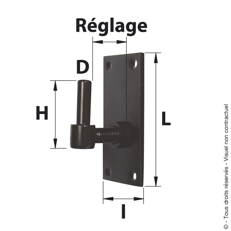 Gond sur platine réglable bout carré
