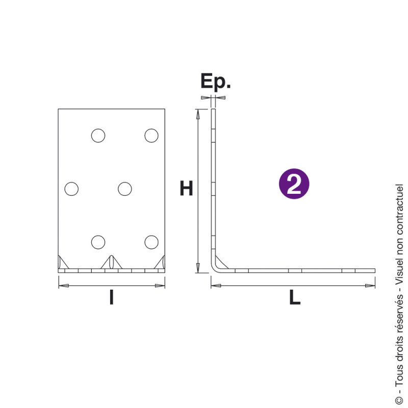 Equerre d'assemblage renforcée pour menuiserie bois