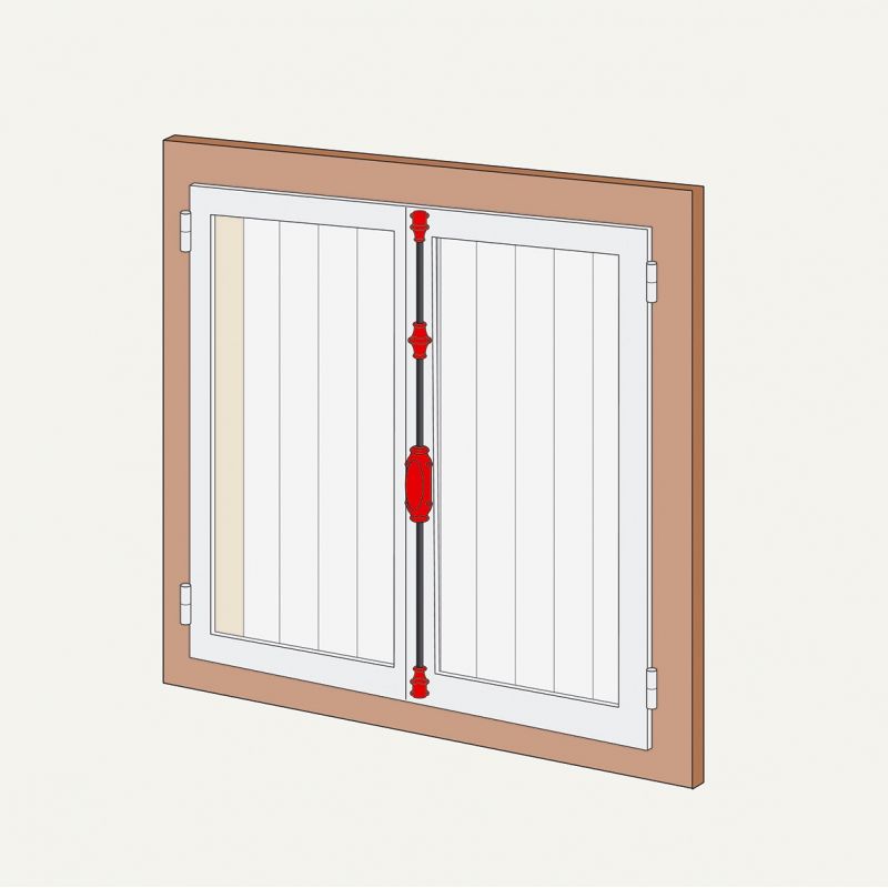 Crémone fonctionnelle pour fenêtre bois avec bouton
